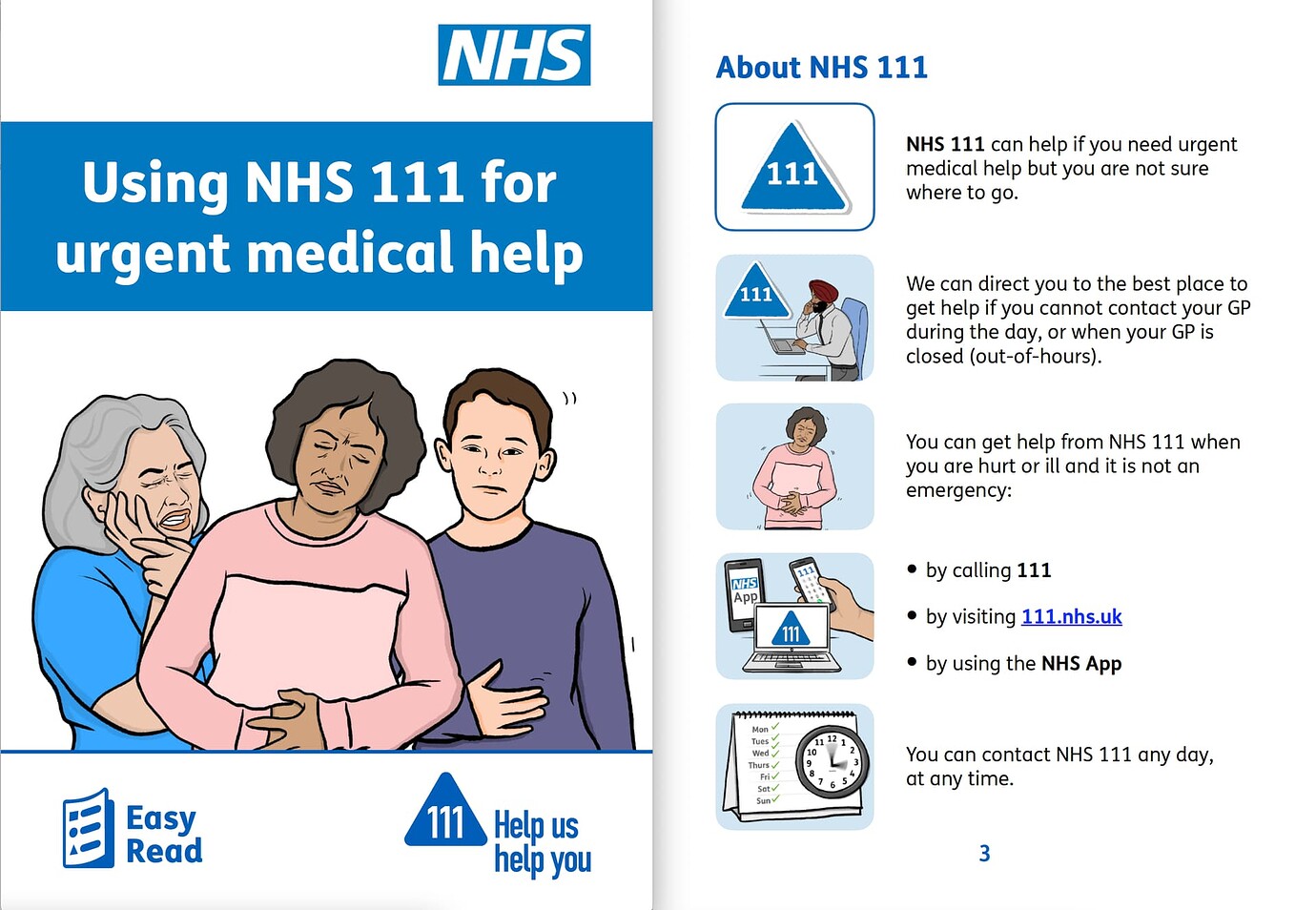 Guide to using NHS 111 for urgent medical help - easy read - NEW ...